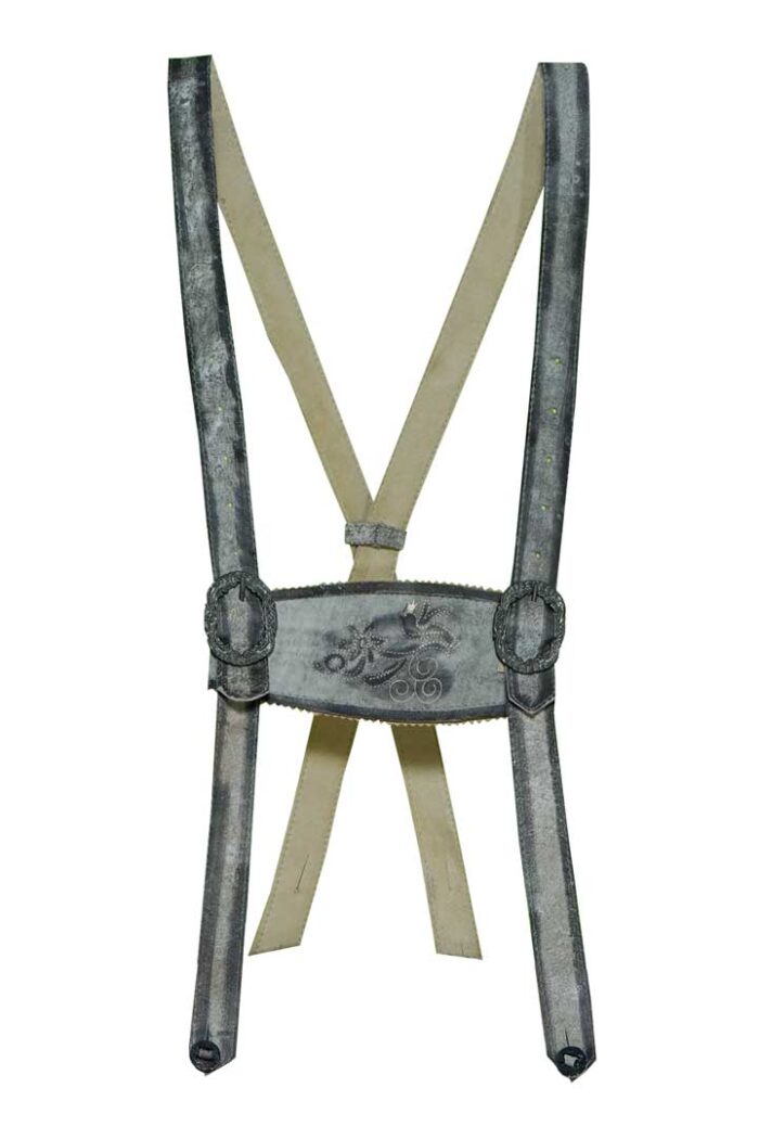 Classic Shaded Grey Bavarian Suspenders for Oktoberfest Wear